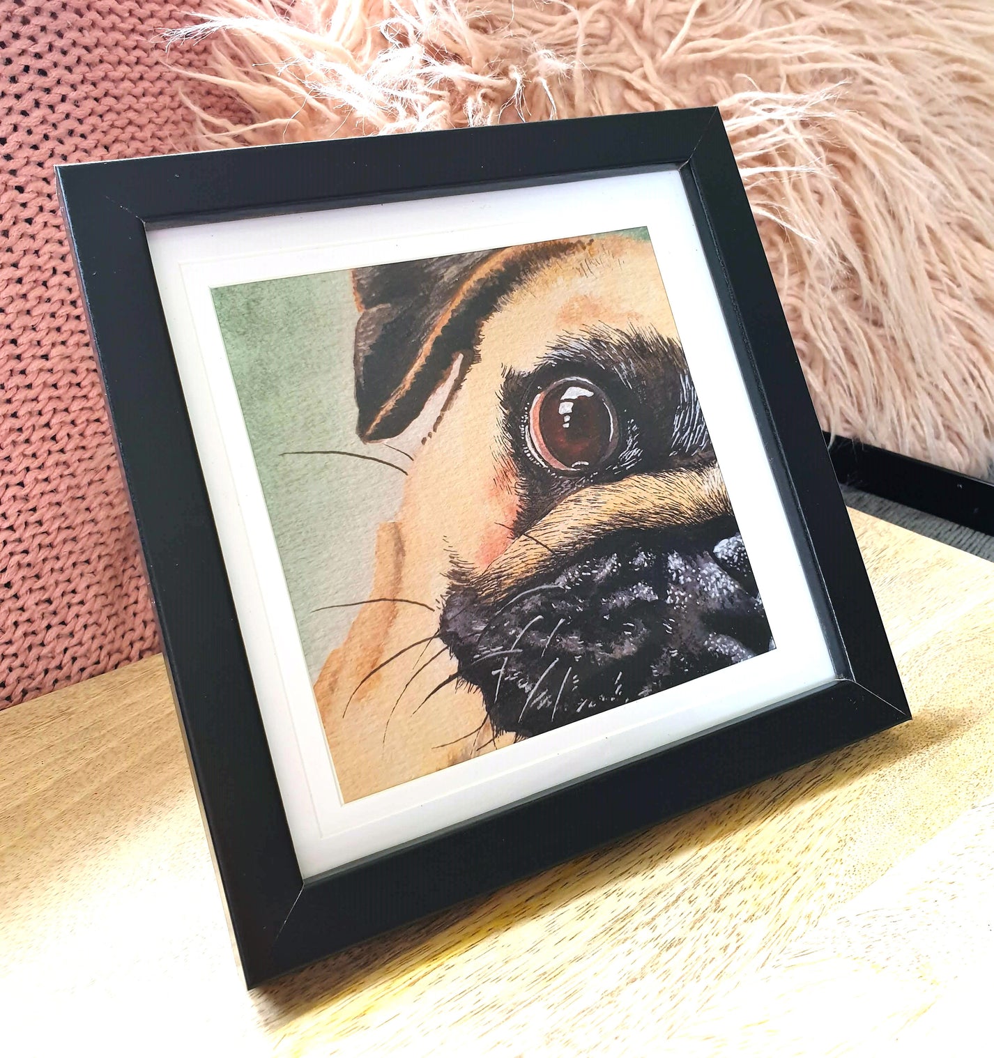 5x5 inch Glossy Print - Cheeky Pug – Amy Cherie Art